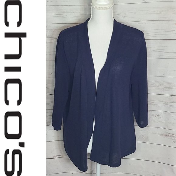 Chico's | Sweaters | Chicos Blue Open Front Cardigan | Poshmark